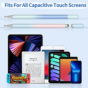 Stylus Pens for Touch Screens(2 Pcs), High Sensitivity 2-in-1 Magnetic Disc Stylus Pen for iPad Compatible with All Capacitive Touch Screens (Blue Pink/Light Green Blue)