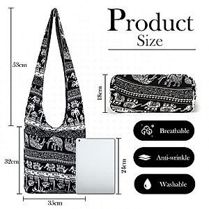 Fecialy Bohemian Shoulder Bag Printed Hippie Hobo Sling Bags Canvas Crossbody Bag for Women
