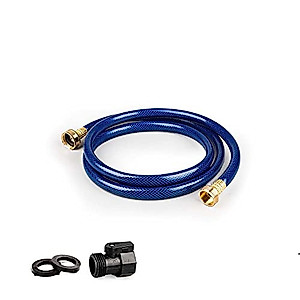 FangFarm ½" Outdoor Garden Hose with Shut-off Valve for Lawns, Flexible Water Hose, Durable and Leakproof, Solid Brass GHT Connector (5FT, Blue)