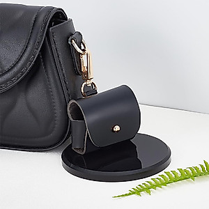 WADORN PU Leather Earphone Case, Wireless Charging Case Protective Cover Earbud Protective Cover with Snap Clasp for Earphone Charging Case Coin Storage Bag Keychain Hook, 2x2.7x1.4 Inch(Black)