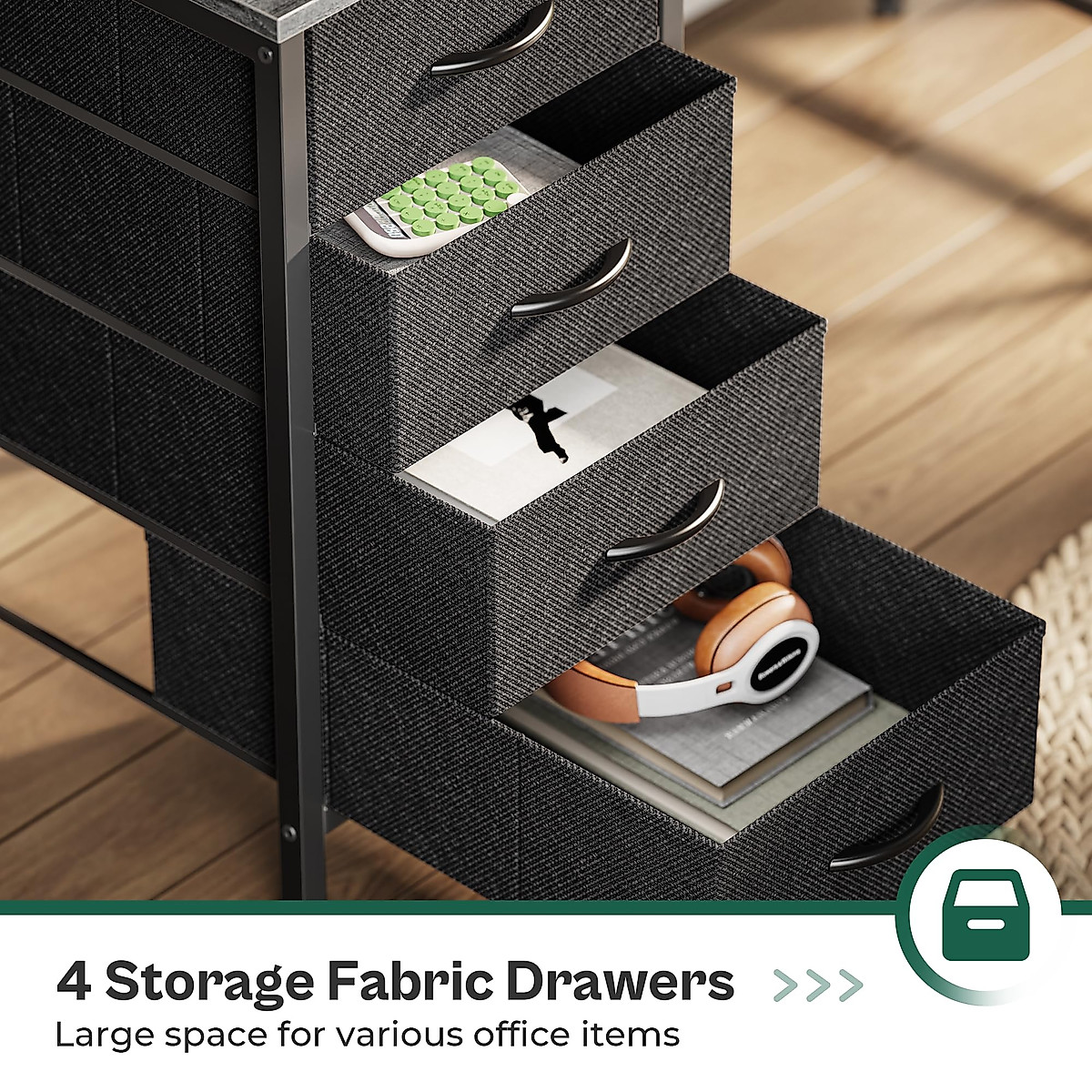 Huuger 47 Inch Computer Desk with Power Outlets and LED Lights, Gaming Desk with 4 Drawers, Office Desk with Monitor Stand, Study Desk Work Desk for Home Office, Small Spaces, Gray