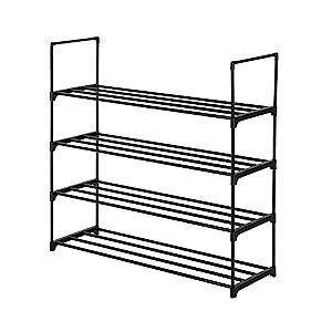 4-Tier Shoe Rack Metal Shoe Tower 20-Pair Shoe Storage Organizer Black