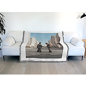 LOGOVISION Pink Floyd Blanket, 50"x60" Wish You were Here Woven Tapestry Cotton Blend Fringed Throw