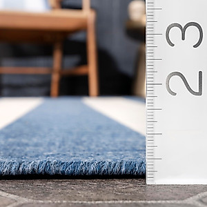 nuLOOM Alexis Striped Indoor/Outdoor Runner Rug, 2' x 8', Blue
