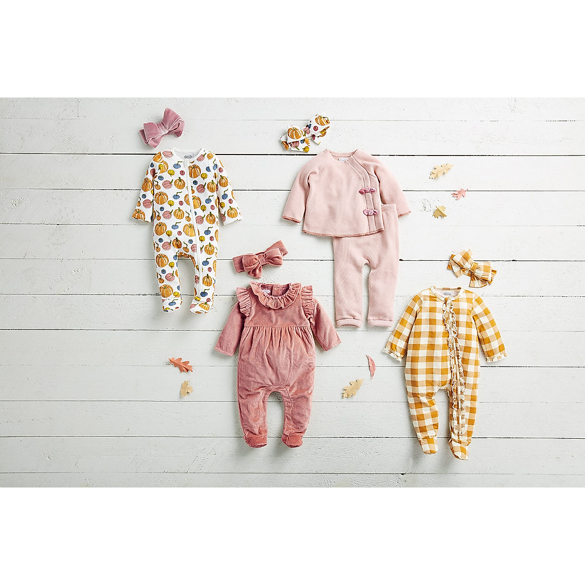 Mud Pie Pumpkin Outfit and Headband Set, Pink, 9-12 Months