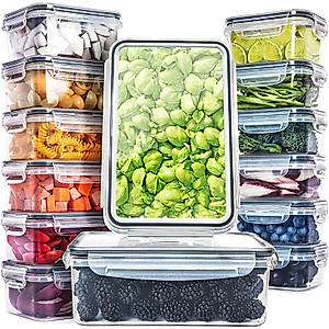 fullstar 28 PCS Plastic Food Storage Containers with Lids (14 Containers & 14 Lids), Leakproof BPA-Free Containers for Kitchen Organization, Meal Prep, Reusable Lunch Container - (Pack of 28)