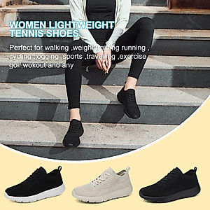 Grand Attack Walking Tennis Shoes for Women-Non Slip On Breathable Mesh Sneakers,Comfort&Lightweight Soft Sole,for Food Service Yoga,Driving, Travel Black Size 8.5