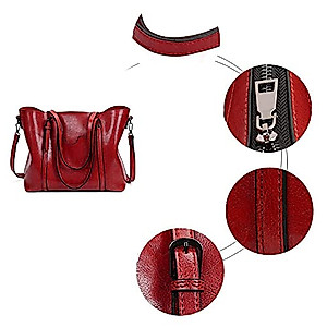 HgOgTg Handbags Purse for Women Designer Genuine Leather Large Ladies Tote Hobo Vintage Shoulder Bags,Red crossbody bag