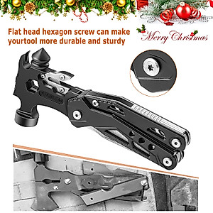 16 in 1 Multitool Hammer, 21 Tools Camping Accessories, Portable Survival Gear with Durable Sheath, 5-in-1 Function with Fire Starter, Gifts for Men