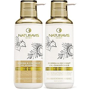 Shampoo and Conditioner Set Coconut Oil and Jojoba - Sulfate and Paraben Free Intense Moisturizing Treatment - For Hydrating Your Scalp and Restoring Dry and Damaged Hair