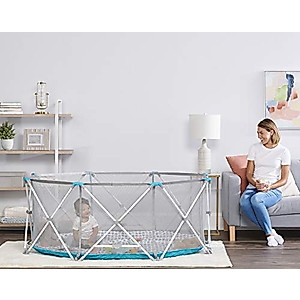 Regalo My Portable Play Yard Extra Large Deluxe with Removable Pad, Indoor and Outdoor, Bonus Kit, Teal, 8-Panel
