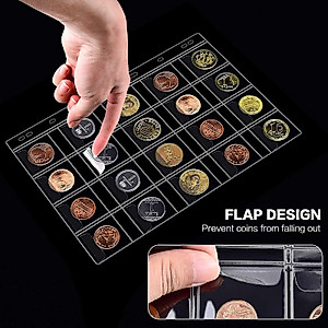 Coin Collection Supplies Book Holder for Collectors, Coins Collecting Album for 20 25 27 30 38 46mm. Coin Storage Display Organizer Case for Money Currency, Penny, Bill Commemorative