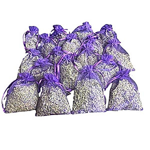 Lavender Sachets - Dried Lavendar Flower Sachet Bags (18 Pack) for Home Fragrance and Long-Lasting Fresh Scents, Natural Moths Away for Clothes Closets. Protect & Defend Clothing.