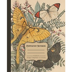 Composition Notebook: Vintage Botanical Illustration Journal with 120 College Ruled, Cream Colored Pages
