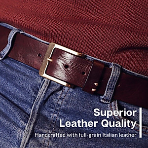 Amsterdam Heritage Men's Leather Belt - Premium Brown Belts for Men, Classic Mens Belt, Versatile Men's Belts Leather, Ideal Mens Brown Belt, Stylish Mens Belts Leather, Durable Belt Men