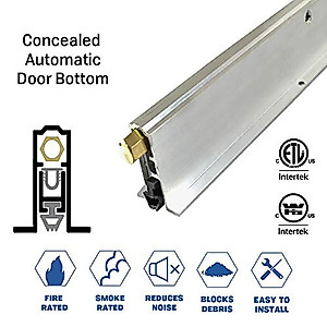 Fire Rated/Light Duty/Concealed Automatic Door Bottom with Solid Rubber Extrusion (7023CA), SMS # 6 x 1/2'' Supplied, (9/16'' W x 1-1/2'' H x 48'' L)