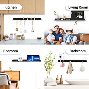 STAOVA 2Pcs Key Holder for Wall, 16 Hooks，Black Key Hangers for Wall Decor No Drill for Living Room, Office、Kitchen，Decorative Key and Mail Holder