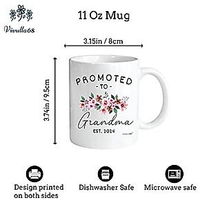 Vivulla68 Promoted To Grandparents Grandma And Grandpa 2024 Mugs, Pregnancy Announcement For Grandparents Mug Set, Grandma And Grandpa Announcement Gifts, Grandparents Baby Announcement Christmas Gift