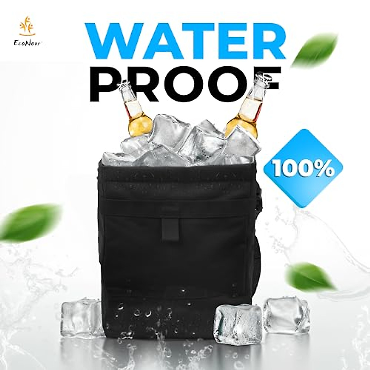 EcoNour Car Trash Can (Large) | Car Trash Bag Hanging with Elastic Opening & Easy Mount | Car Garbage Can with Waterproof Oxford Material | Cute Car Accessories for Camping, Traveling & Outdoor