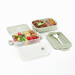 TWOKIWI Bento Box Adult Lunch Box – Lunch Containers for Adults – 7 Cup Bento Lunch Box with 6 Compartments & Spork, Microwave,Dishwasher & Freezer Safe
