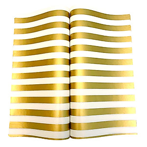 Suiwen 150 Women's Day Gold and White Striped Wax Paper Sheets, Food Picnic Paper, Greaseproof Paper,Waterproof Dry Hamburger Paper Liners Wrapping Tissue for Plastic Food Basket(Gold/White)