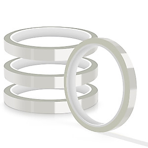 HTVRONT Heat Tape for Sublimation, 4 Rolls 10mm x33m 108ft Heat Resistant Tape for Heat Press, Heat Transfer Tape Thermal Tape for Electronics & Heat Vinyl Press Tape No Residue(Transparent)