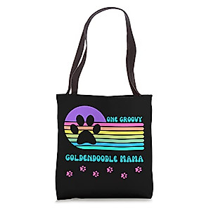One Groovy Goldendoodle Mama Dog Mom Vintage Retro Pink Tote Bag