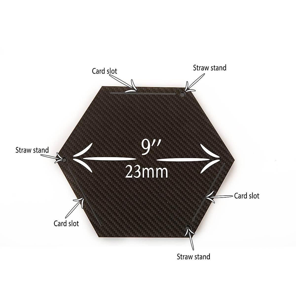 Heated Party XL Carbon fiber Cutting Plate + Carbon Card and Short Straw Gift USA Unisex (3 Cards & Straws Pink Print)