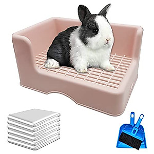 BNOSDM Bunny Litter Box with Tray Dwarf Rabbit Cage Potty Trainer Corner Small Animal Toilet Plastic Detachable Pet Guinea Pig Litter Pan Bedding Box for Chinchillas Galesaurs Ferret