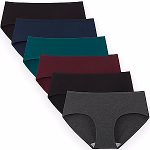 INNERSY Womens Underwear Cotton Hipster Panties Regular & Plus Size 6-Pack(Large,Dark Vintage)
