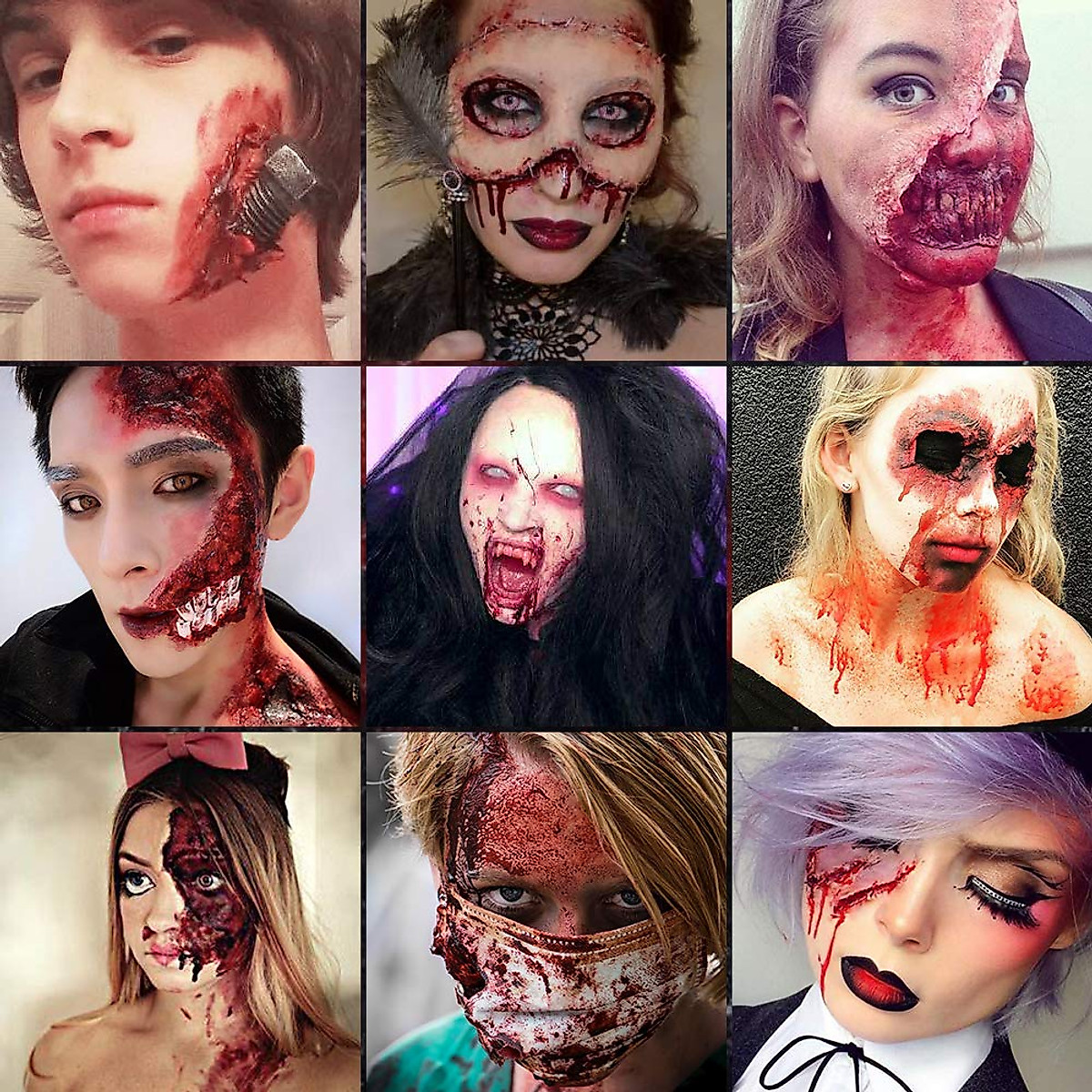 DE'LANCI SFX Makeup Kit,All-In-1 Professional Special Effects Halloween Makeup Set,Face Body Paint,Brush,Fake Scar Wax,Fake Blood,Sponge,Spatula,Cosplay Wound Molding Stage Zombie Makeup for Kid Adult