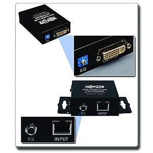 Tripp Lite DVI over Cat5 / Cat6 Extender, Extended Range Video Transmitter and Receiver 1920x1080 at 60Hz(B140-101X),Black