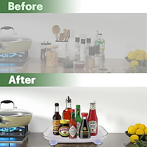 ZVAIGE Lazy Susan for Refrigerator - Fridge Organizers and Storage, Rectangle Clear Turntable Condiments Spice Rotating Storage Rack for Kitchen Cabinet, Dining Table, Countertop (15.75in*11.81in)