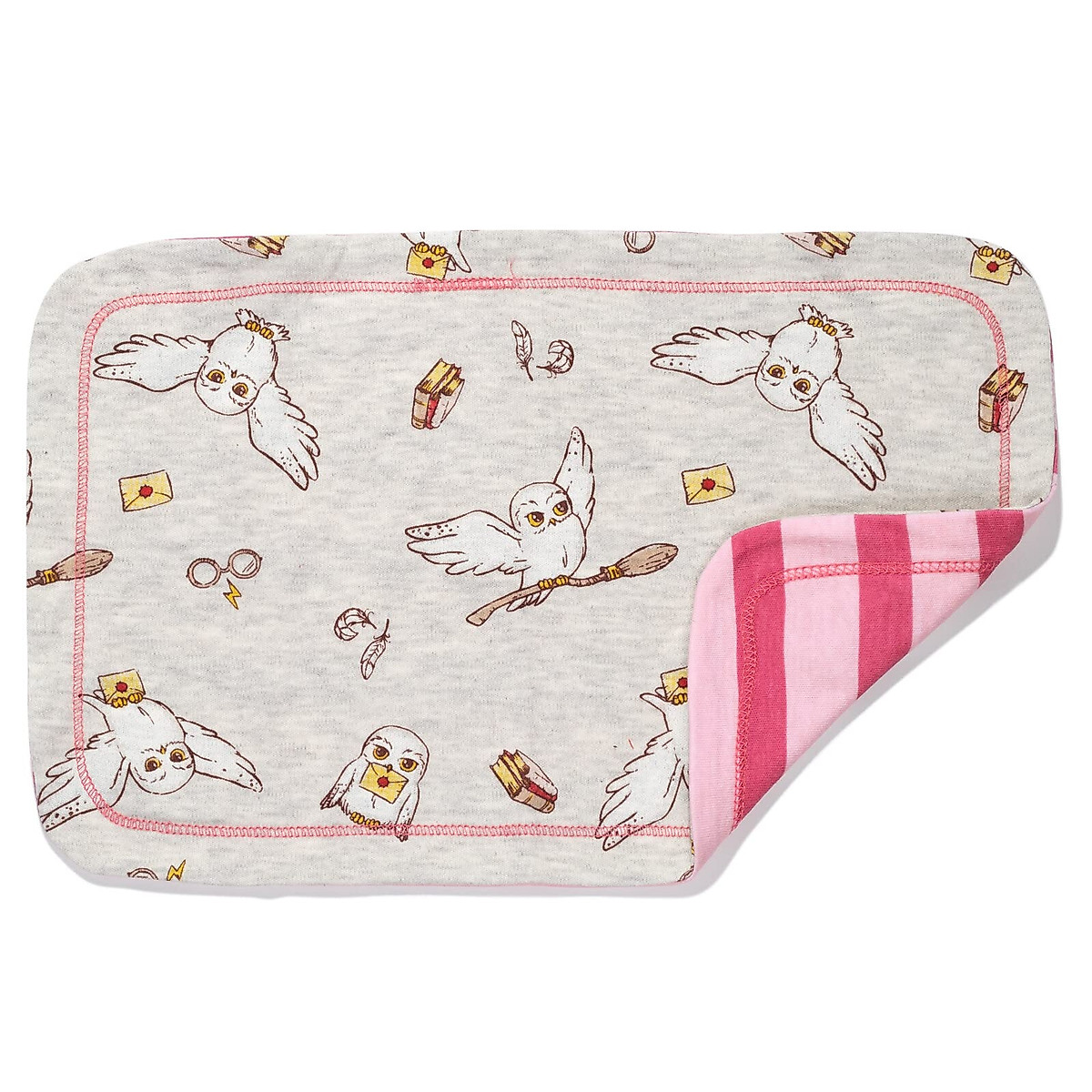 Harry Potter Newborn Baby Boy or Girl Zip Up Sleep N' Play Coverall Headband Burp Cloth and Blanket 4 Piece Outfit Set Pink 0-6 Months