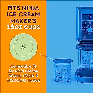 [4 Pack] Impresa Silicone Straw & Reusable Lid Set for Ninja Creami NC300, NC301 & NC299AMZ - Impresa Thick Reusable Straws Silicone Lids for Ninja Creami Containers - Silicone Straws Reusable Lids