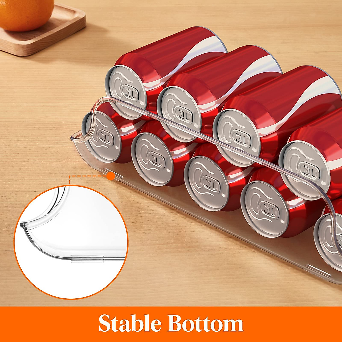 Lifewit 4pcs Soda Can Organizer for Refrigerator Kitchen Pantry Fridge Freezer Countertop Cabinet in Home, Office, Clear Plastic Beverage Drink Holder Rack, Each for 9 Pop Cans 355ml