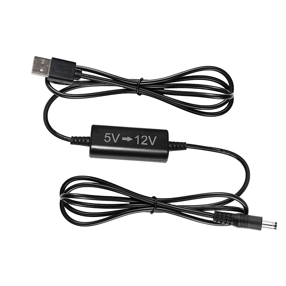 QIUCABLE 5V to 12V DC Converter, 5V USB to 12V DC Step Up Cable - 5FT 1.2A Boost Voltage Transformer, Compatible with Power Bank/CCTV System/Monitor/Camera/Speakers