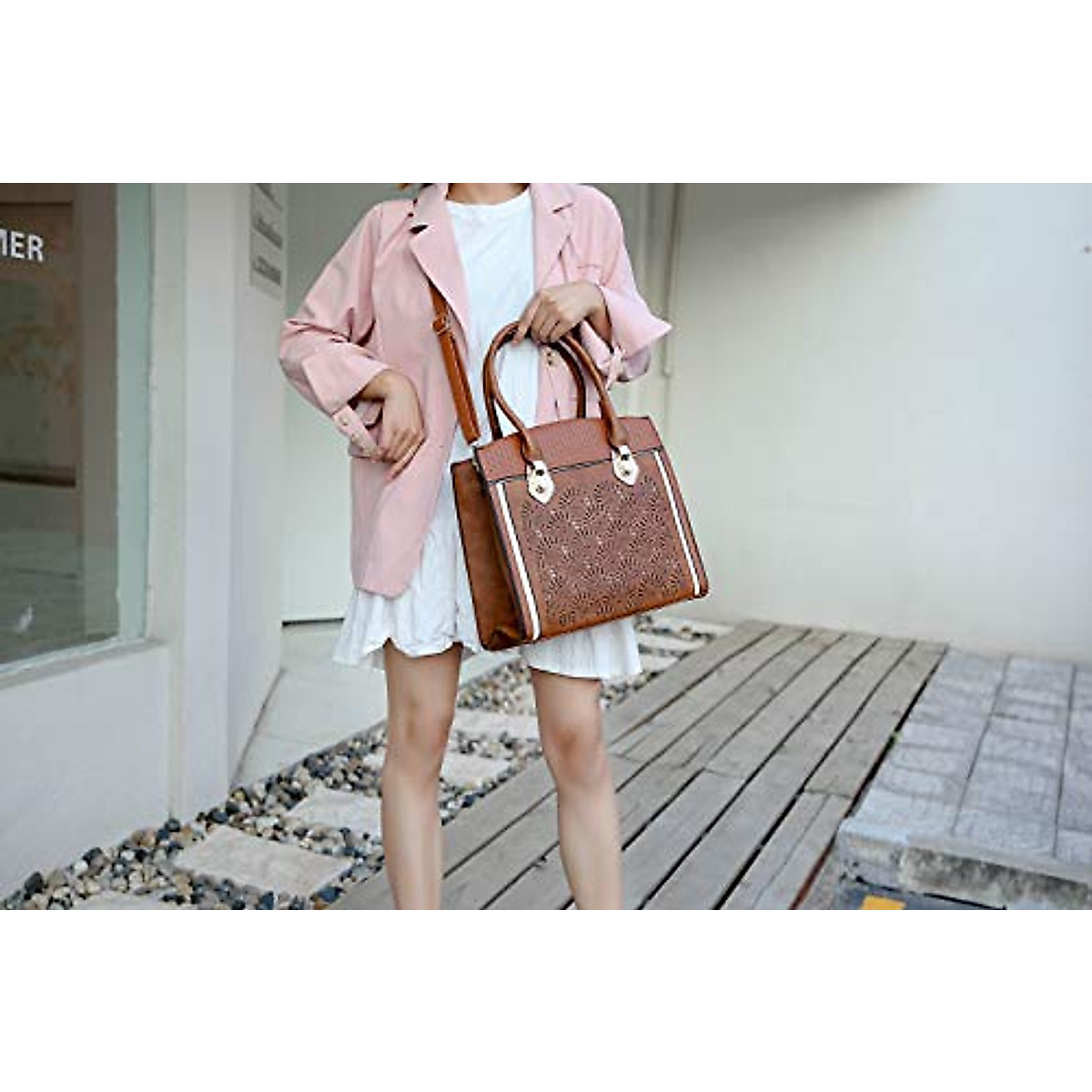 MKF Shoulder Bag for Women – PU Leather Crossbody Tote Handbag Purse – Lady Fashion Top Handle Satchel Pocketbook Sheila Beige