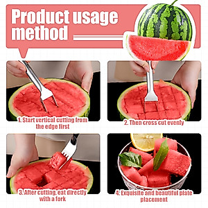 Watermelon Fork Slicer Cutter,2Pcs 2-in-1 Stainless Steel Fruit Cutter,Dual Head Stainless Steel Fruit Forks Slicer for Home Home Kitchen Gadget Party Camping