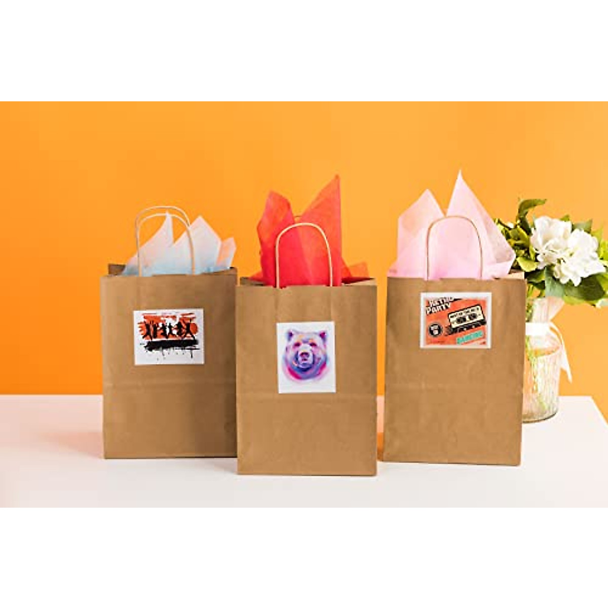 RACETOP Small Brown Kraft Paper Bags with Handles Bulk, 5.9"x3.2"x8.3" 50Pcs Small Gift Bags with Handles Bulk,Premium Brown Paper Gift Bags,small Paper shopping bags