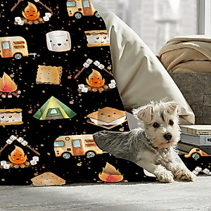 Cute S'Mores Blanket | Ultra Soft Marshmallow Throw Blanket | Plush Warm Cozy Roasted Marshmallows Blanket for Couch/Sofa/Travel/Camping | 40"x50" Camping Blanket | Camper Gifts Home Decor