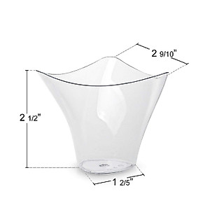 Healthcom 50 Pcs/set 3.3 Oz 100ml Plastic Dessert Cups with Spoons Swirl Triangle Ice Cream Dessert Bowls Disposable Dessert Cups Appetizers Cups Salad Bowl Tasting Sample Cup for Party Wedding