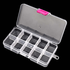 TAICHEUT 32 Pack 10 Grid Plastic Jewelry Organizer Box, 5 x 2.5 Inch Plastic Box with Removable Dividers Clear Divider Storage Box for Beads, Jewelry and DIY Crafts