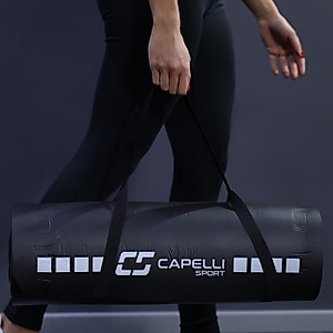 Capelli Sport Exercise Mat Non Slip, EVA Foam Fitness and Workout Mat with Carry Strap, Black, 1/2 Inch Thick