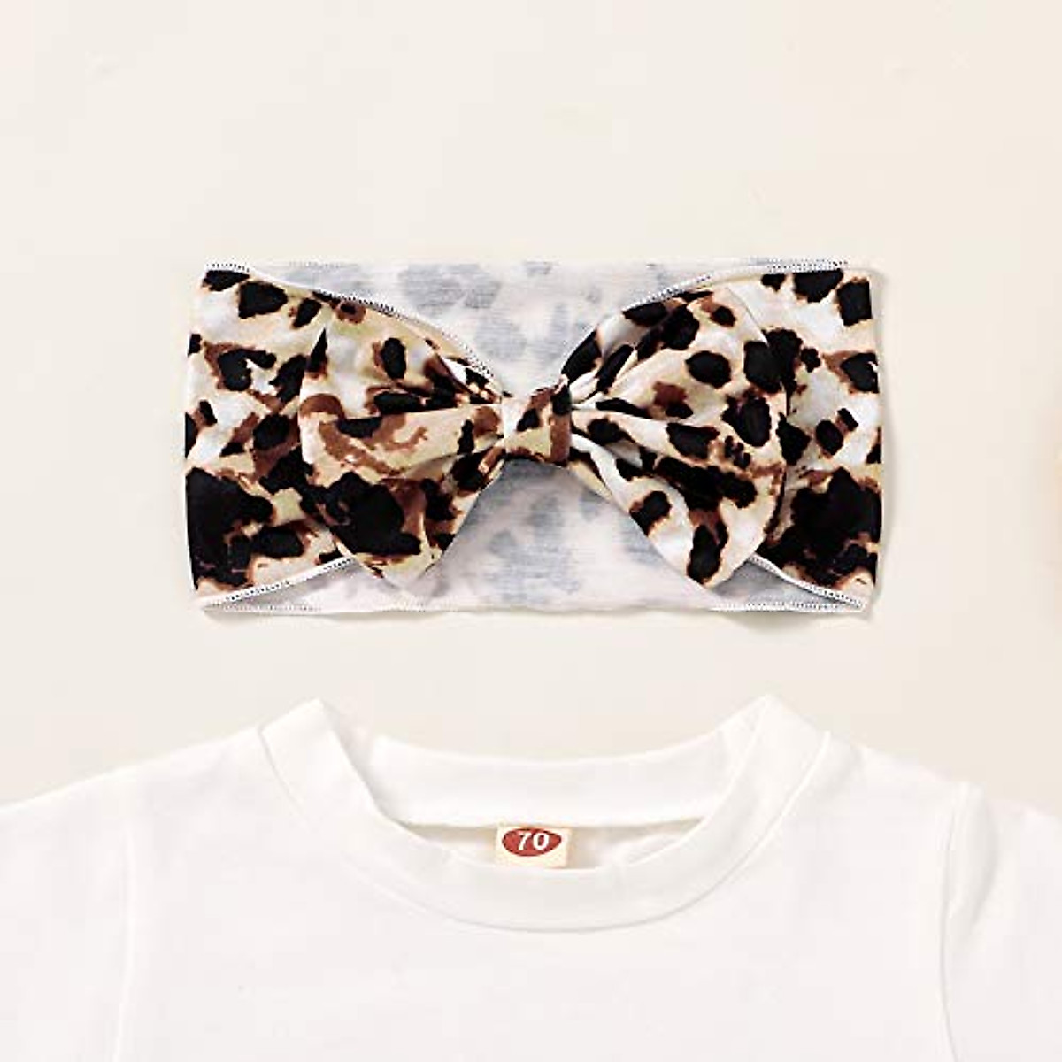 Tiny Cutey Newborn Baby Girl Clothes T-shirt Top Leopard Pant with Headband 3PCs Summer Clothes Set (White-Sassy, 18-24 Months)