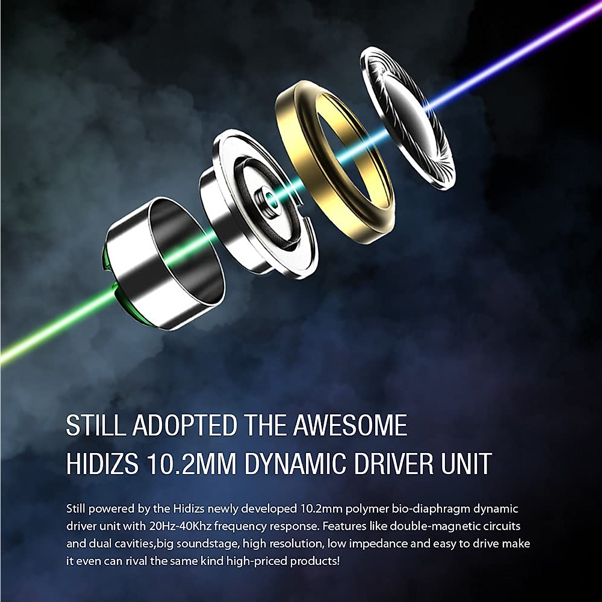 Hidizs MS1-Rainbow in-Ear Monitors Headphones, Hi Res IEMs Earphones with Detachable Cable, Polymer Diaphragm HiFi Bass Noise Cancelling Sports Headphones for Android Smartphones/Audio Players (Red)