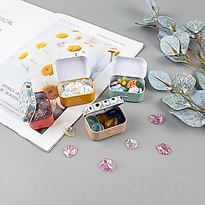 Framendino, 5 Pack Mini Trinket Coin Box Small Floral Containers with Lid for Jewelry Storage Case Tinplate (Random Color)