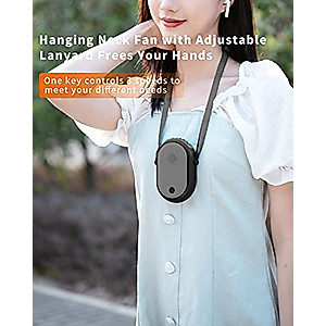 Portable Hanging Neck Fan Rechargeable Necklace Fan with Adjustable Lanyard 3 Speed Wearable Mini USB Personal Fan for Eyelash Women Kids Girls Men Outdoor Travel Camping Park (black)