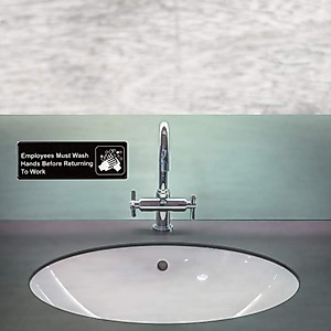 Employees Must Wash Hands Before Returning to Work Sign (Pack of 3) Easy to Mount with a self Adhesive Backing. Great for Business and Restaurants, 9" x 3".