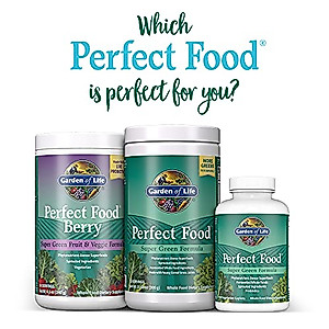 Garden of Life Perfect Food Berry Super Green Fruit & Veggie Formula - 30 Servings, 49 Superfoods Greens, Sprouts, Fruits, Veggies, Probiotics, Spirulina, Vegetarian Juice Superfood Powder Supplement